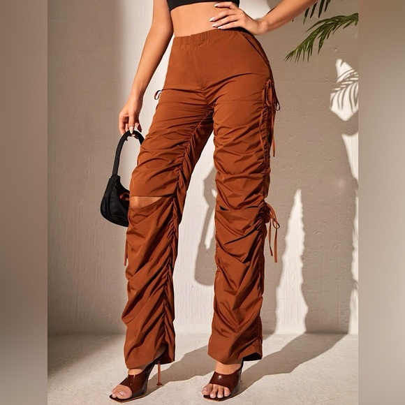 SHEIN | Pants & Jumpsuits | Shein Tall Cut Out Drawstring Side Pants ...